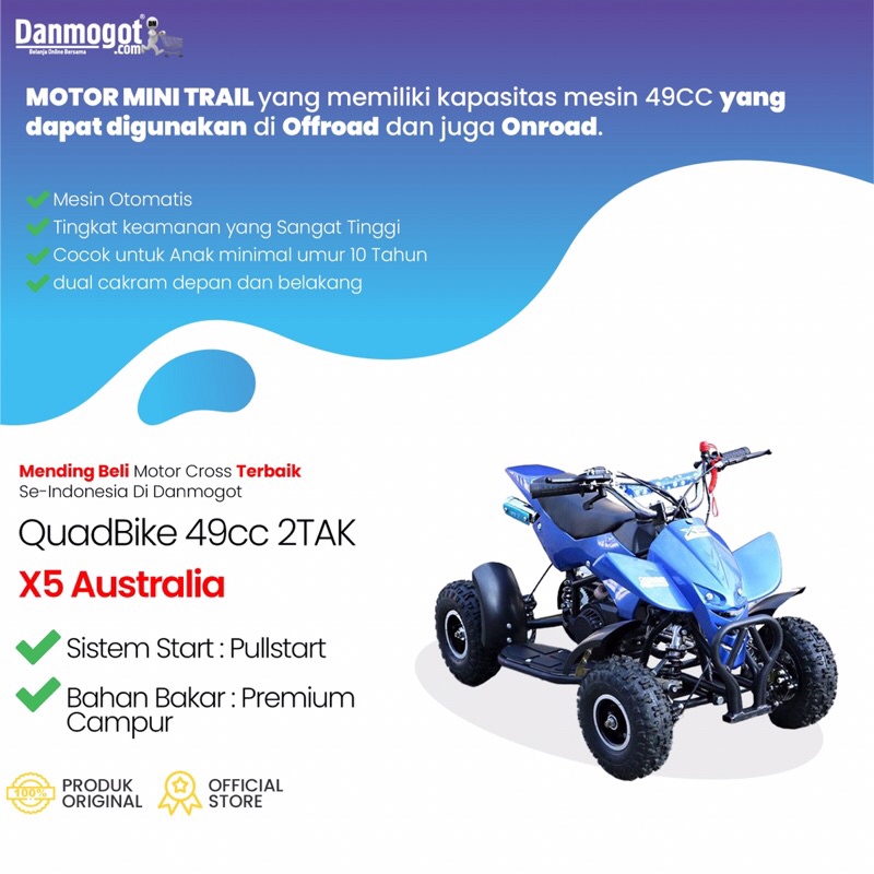 Jual Motor Mini ATV 49cc Mainan Anak Berkualitas 2 Tak Cross Bike Australia - ATV 3 (Garansi 3 ...