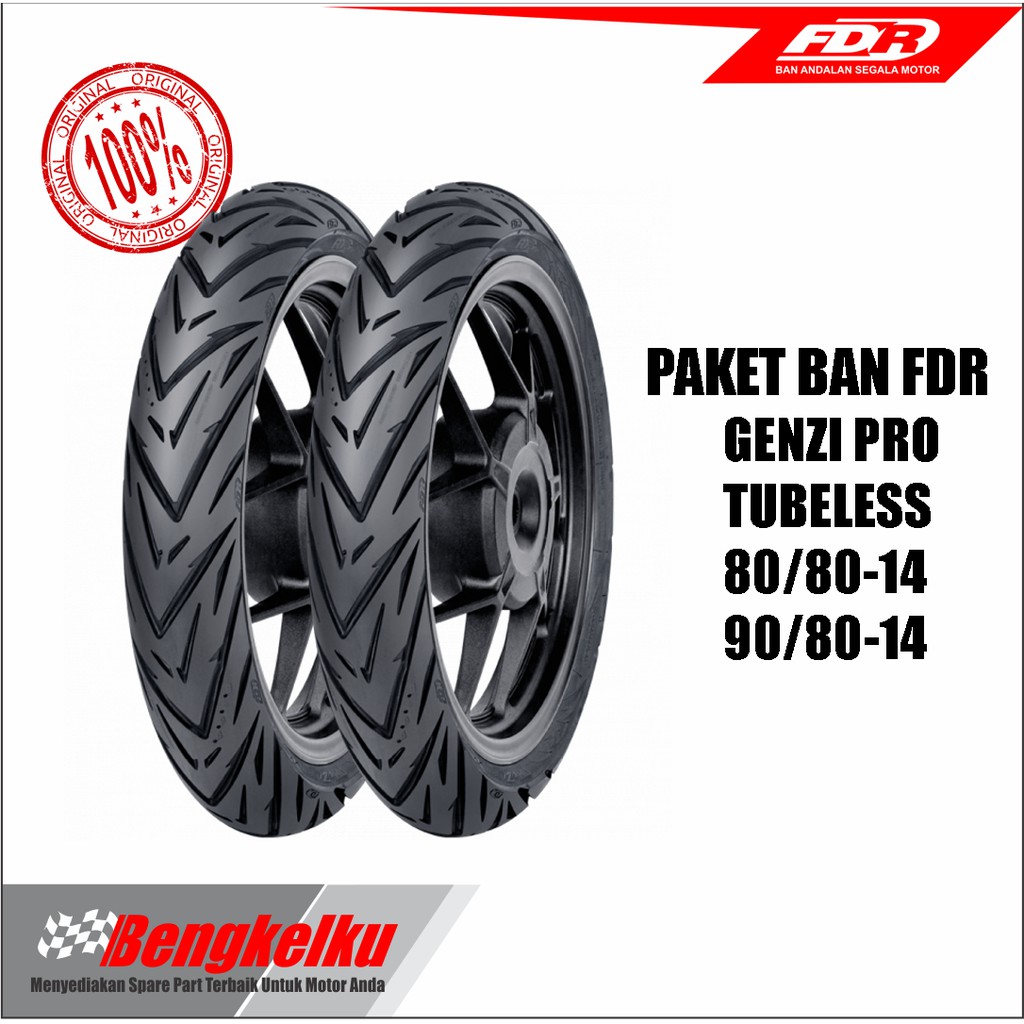 Jual PAKET BAN FDR TUBELESS GENZI PRO DEPAN 80/80-14 DAN BELAKANG 90/80-14 UNTUK MOTOR MATIC ...