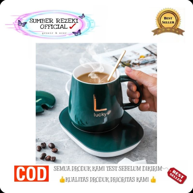 Jual SR - Mug gelas pemanas air keramik huruf inisial lucky ...