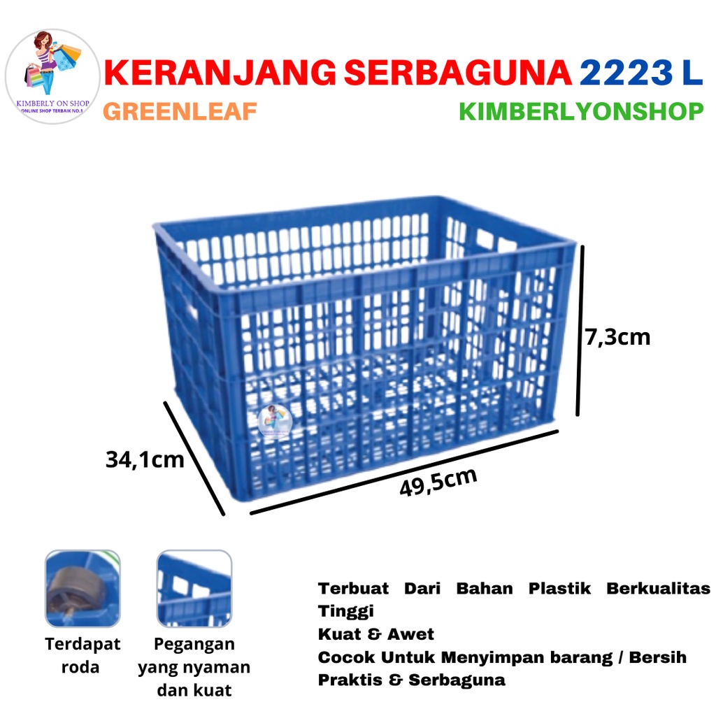 Jual Keranjang Industri Container Box Roda 2223 L Green Leaf | Shopee ...