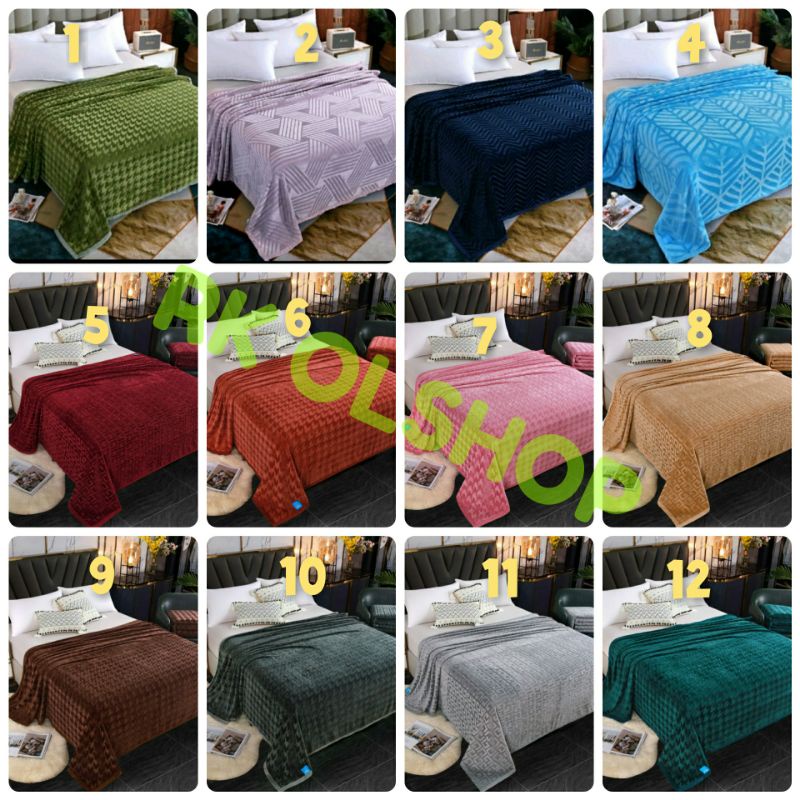 Jual Selimut Polos 3D super king 200x230cm(free tas) | Shopee Indonesia