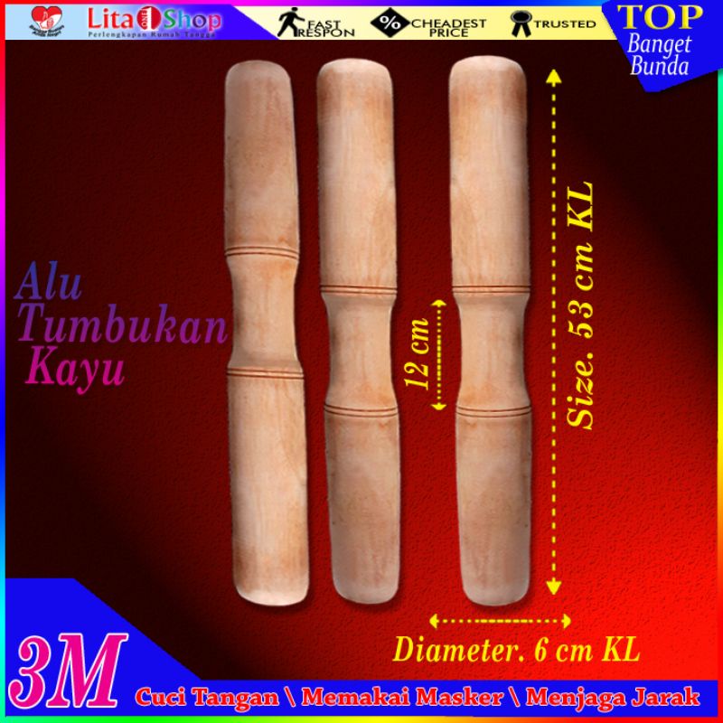 Jual Alu Tumbukan Kayu Pinus Mahoni Bisa Untuk Lumpang Kayu+Lumpang ...