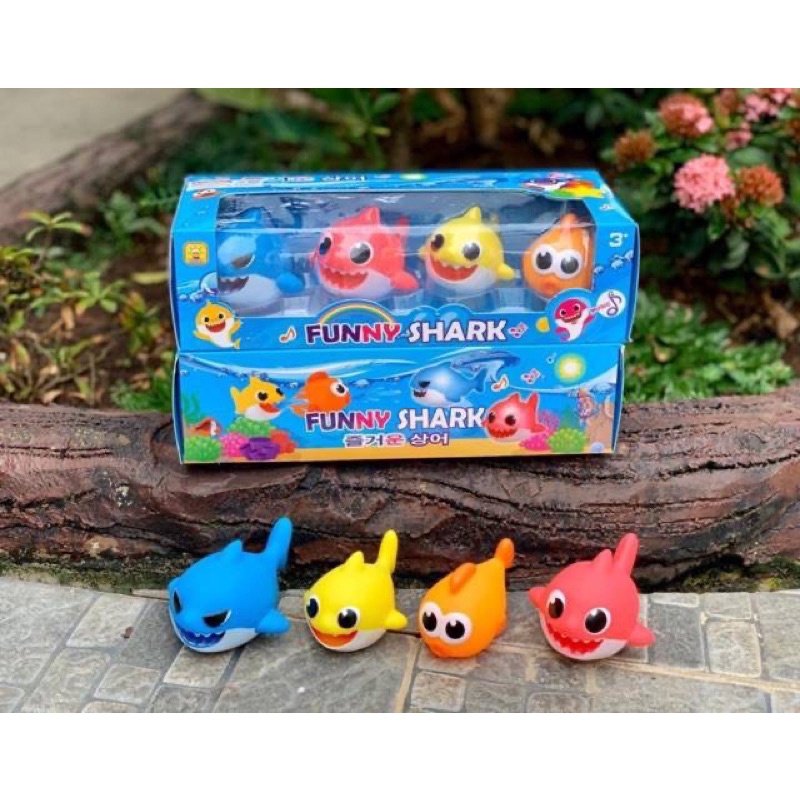 Jual figure funny shark set 4pc light sound baby shark lampu ikan hiu ...