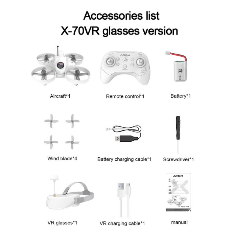 Jual APEX V-70 FPV DRONE VR GOGGLE RACING DRONE APEX VR70 | Shopee Indonesia