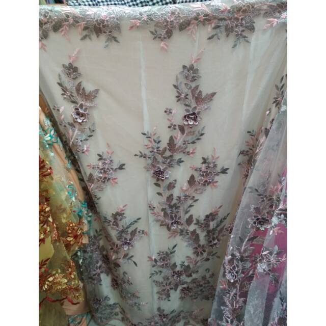 Jual Kain tile 3D/tile bunga timbul 2tone (harga permeter) | Shopee ...