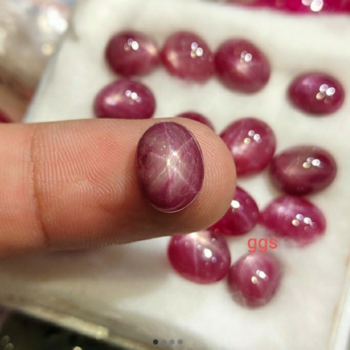Jual batu permata natural ruby 6 ray star asli - Merah, 10×8×4mm est ...