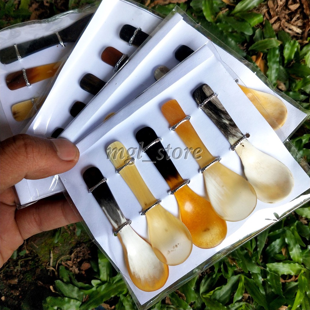 Jual sendok bumbu bahan tanduk/perlengkapan dapur sendok bumbu mini ...