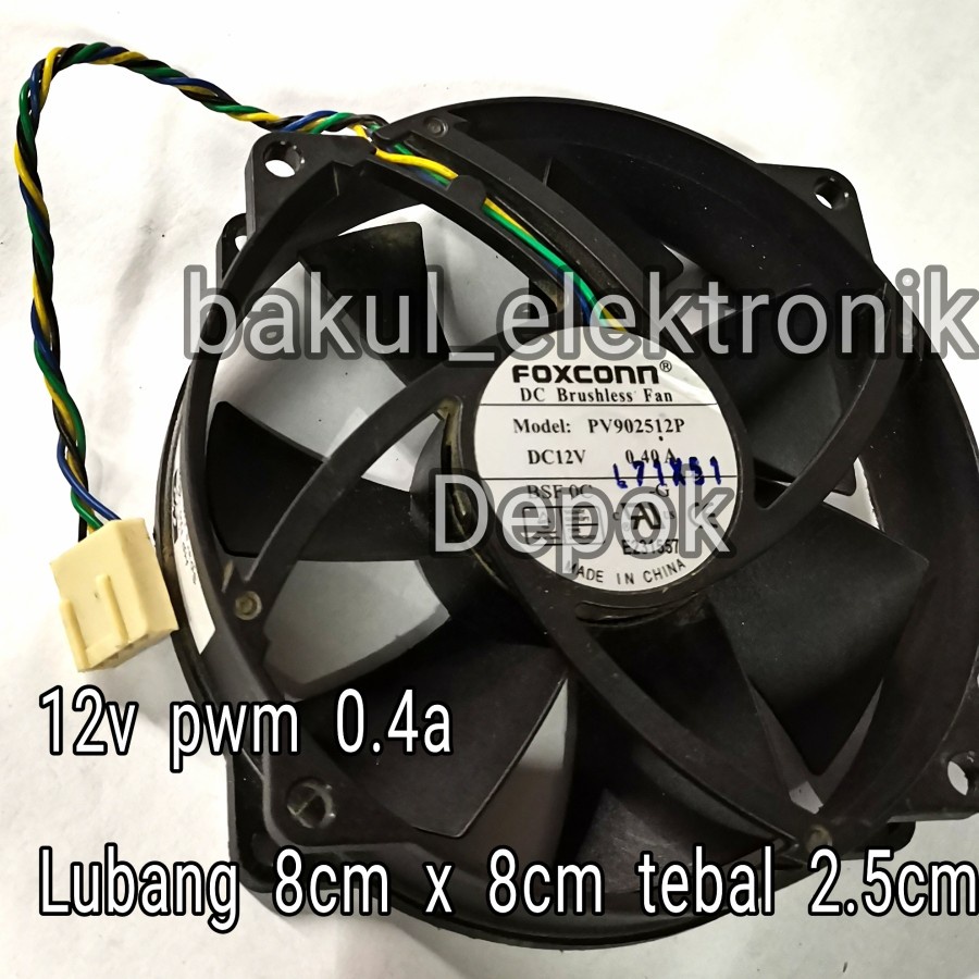 Jual FAN PC LGA FOXCONN PV902512P 0.4A 4PIN LUBANG FAN 8CM | Shopee ...