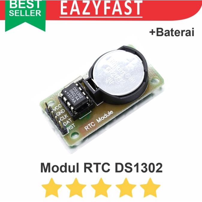 Jual DS 1302 DS1302 I2C RTC Module + Baterai. Modul Sensor Jam Arduino efst90 Kualitas Baik ...