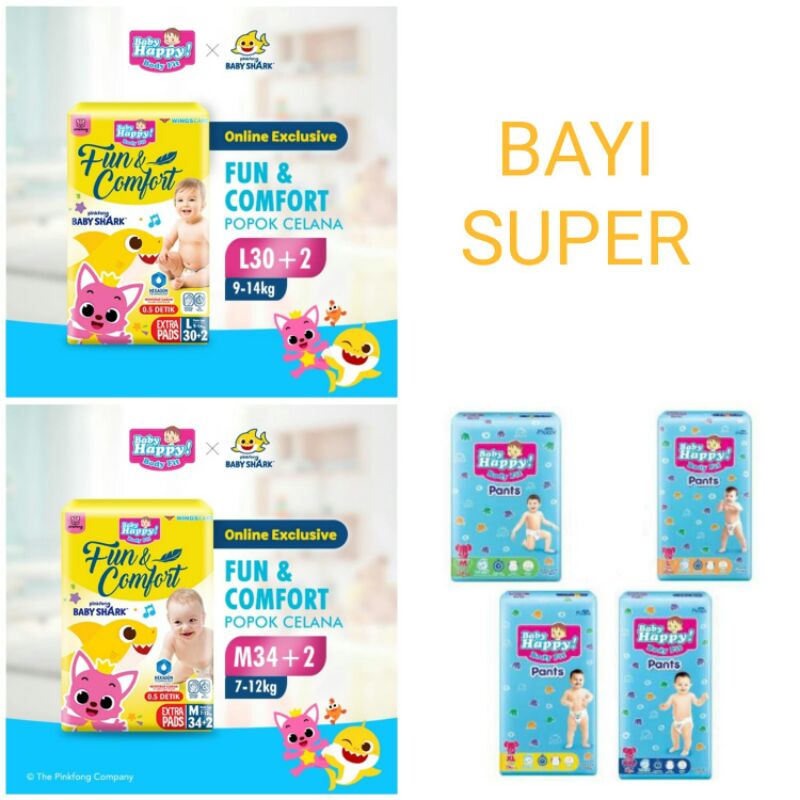 Jual baby happy fit fun comfort PANTS M34 M34+2 / L30 L30+2 / XL26 XL26 ...