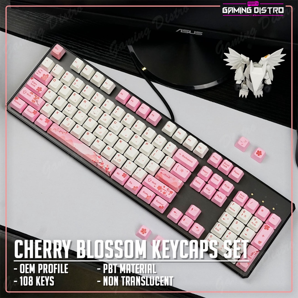 Jual Cherry Blossom PBT Dye Sub 108 Keycaps Set for Mechanical Keyboard ...