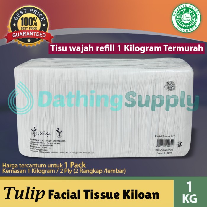 Jual Tissue Facial Kiloan 1000 Gram Tisu Wajah 1 Kg Tissu Muka Refill ...