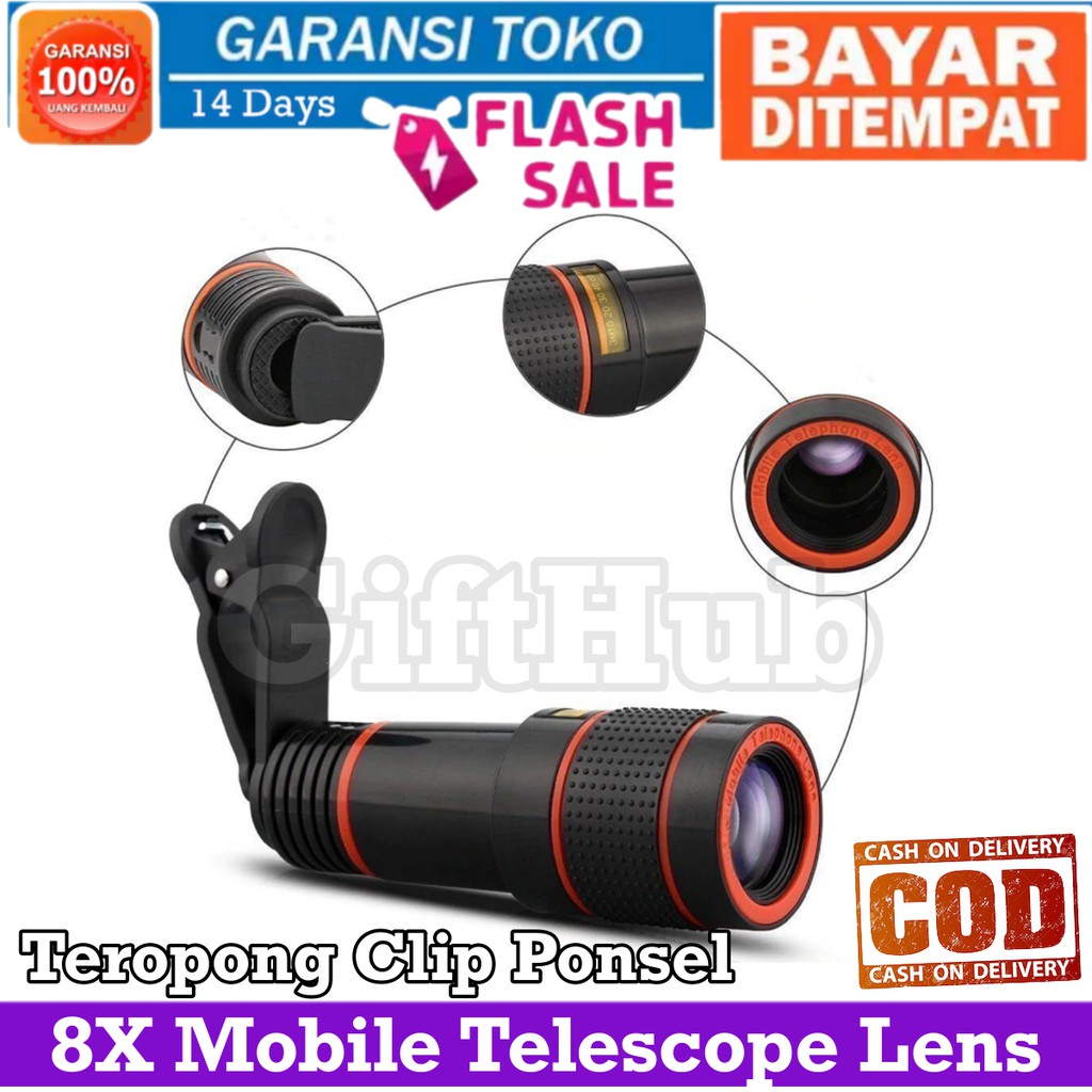 Jual Mobile Phone Telescope Zoom 8X Lensa Kamera Teropong Teleskop ...