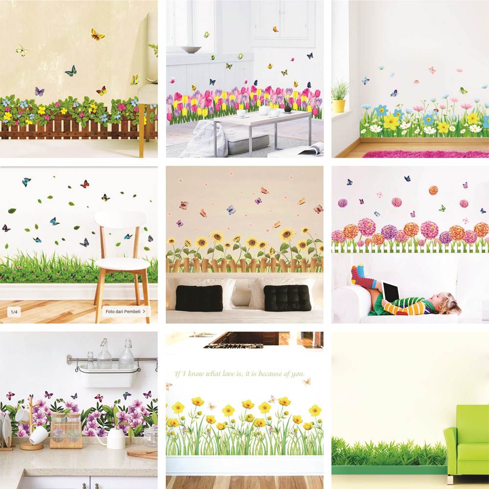 Jual Wallsticker list bunga / border bunga / pagar bunga | Shopee Indonesia
