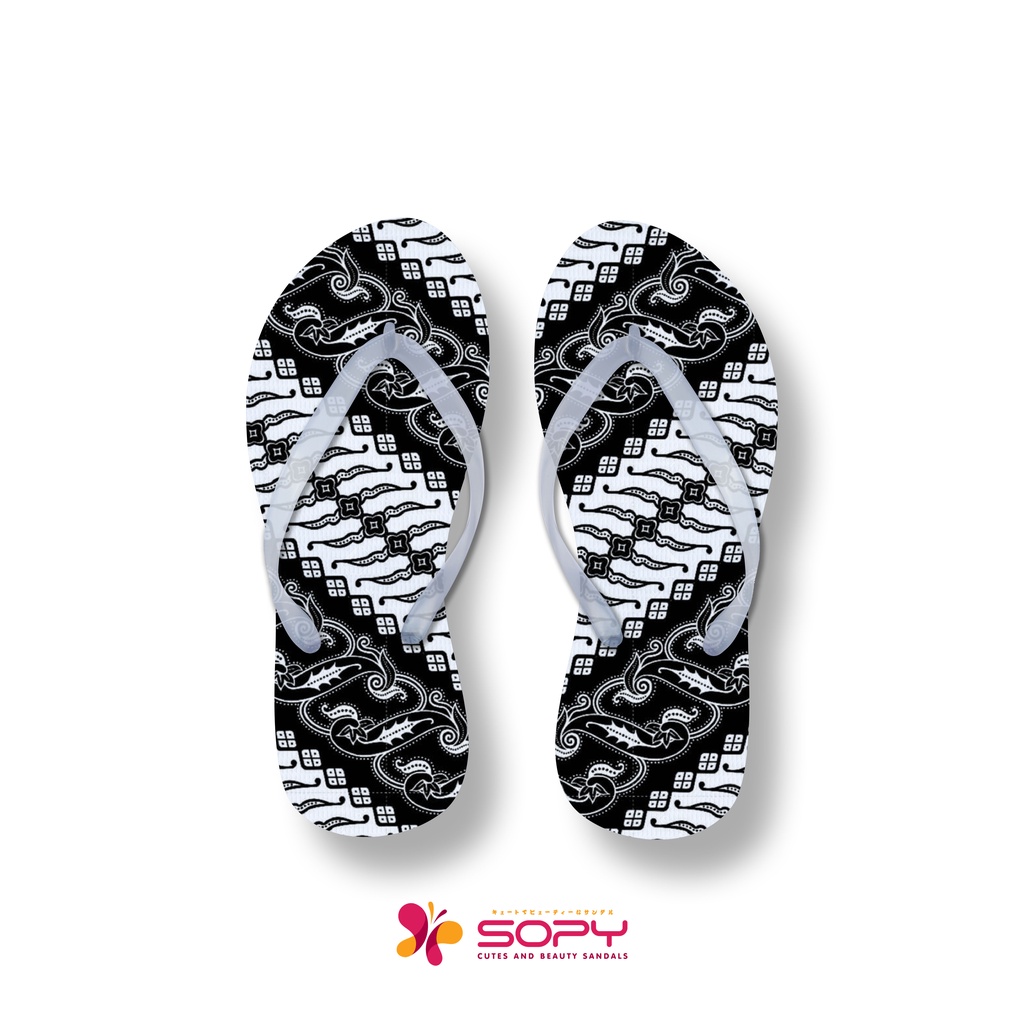 Jual Sendal Jepit Dewasa Motif Batik Hitam Putih | Shopee Indonesia