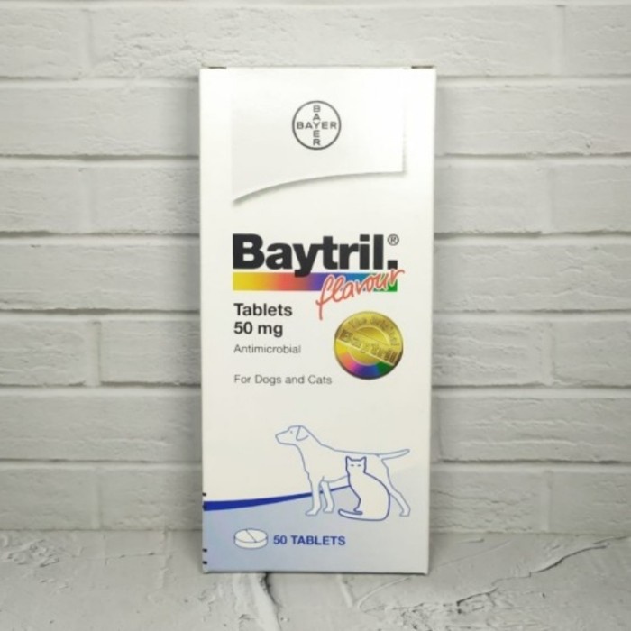 Jual Baytril Flavour Tablet 50 MG Obat Antibiotik Anjing Kucing Per ...