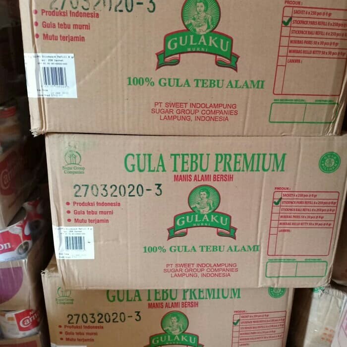 Jual Gula pasir GULAKU STICK / 1 karton isi 6 pack / 1 pack isi 250 ...