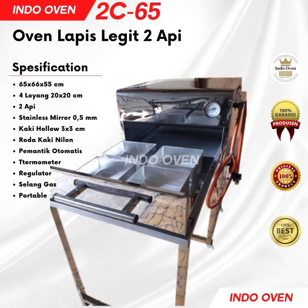 Jual Indooven Oven Gas Lapis Legit 2 Api Tipe 2C-65 Kapasitas Loyang ...
