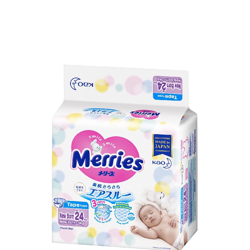 Jual Merries Premium Popok Bayi Perekat NB 24 pcs | Shopee Indonesia