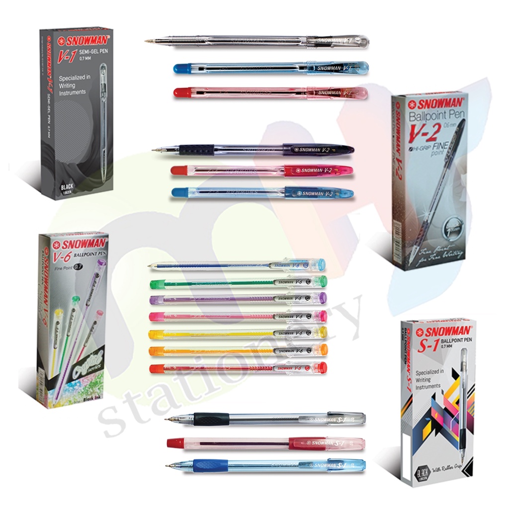 Jual SNOWMAN Semi Gel Pen Pulpen Pena Ballpoints V-1 V-2 V-6 S-1 V1 V2 ...