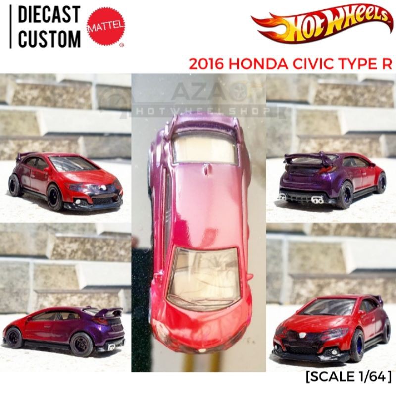 Jual Hot Wheels 2016 Civic Type R Custom Repaint 3 Colors Ban Karet ...