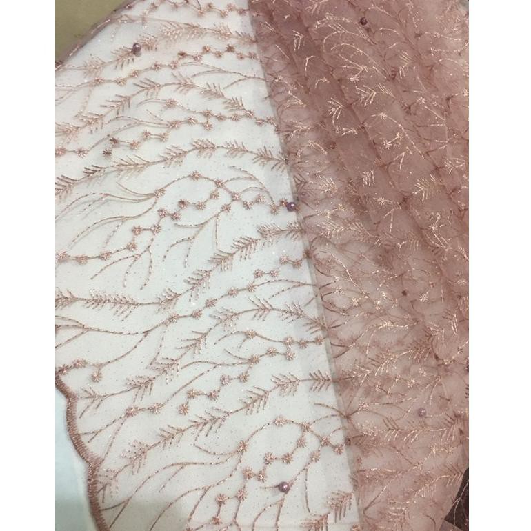 Jual Kain Brokat Tile Mutiara padi warna rose Gold (KODE 7604) | Shopee ...