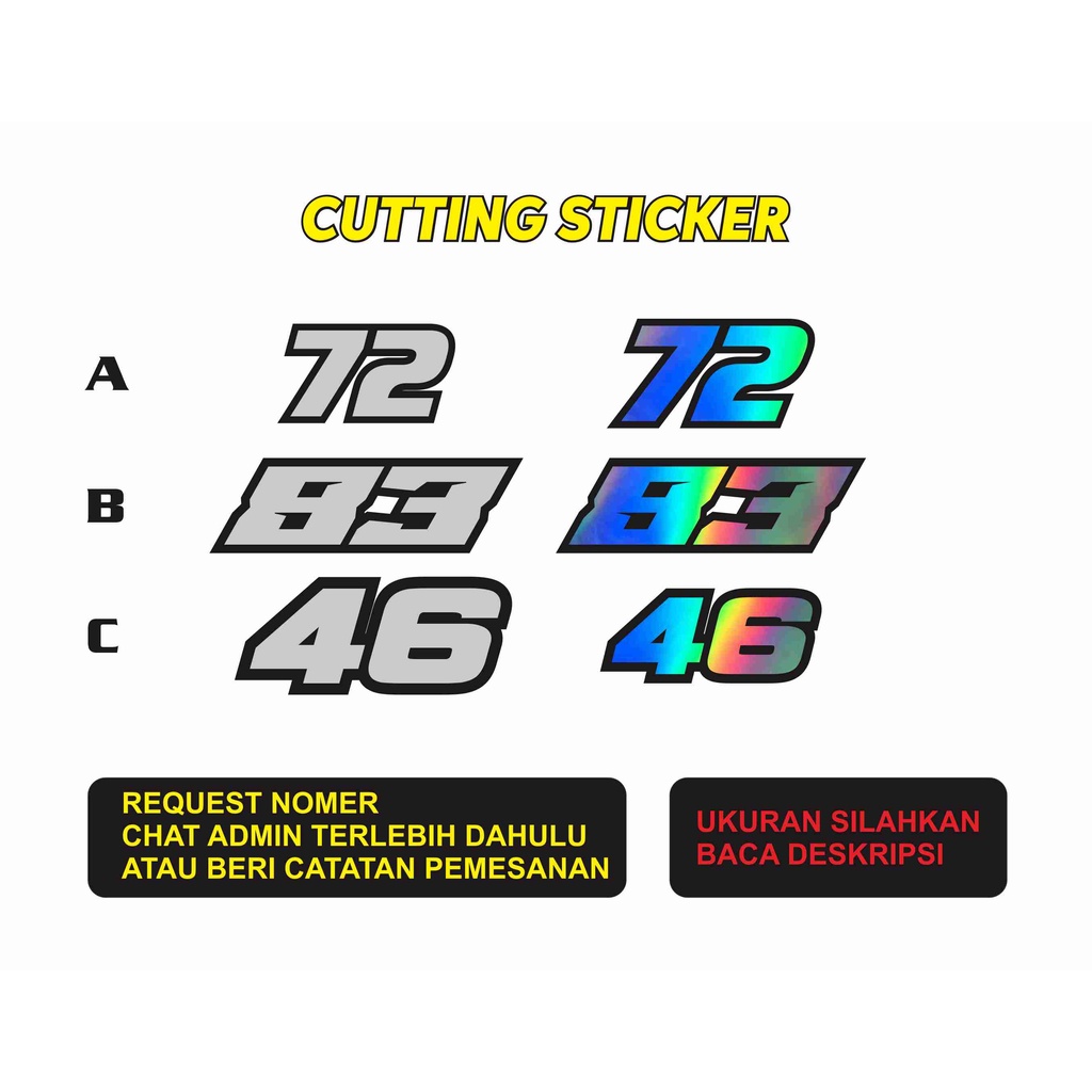 Jual Stiker Nomor Custom Cutting Sticker Nomor Start Nomor Balap ...