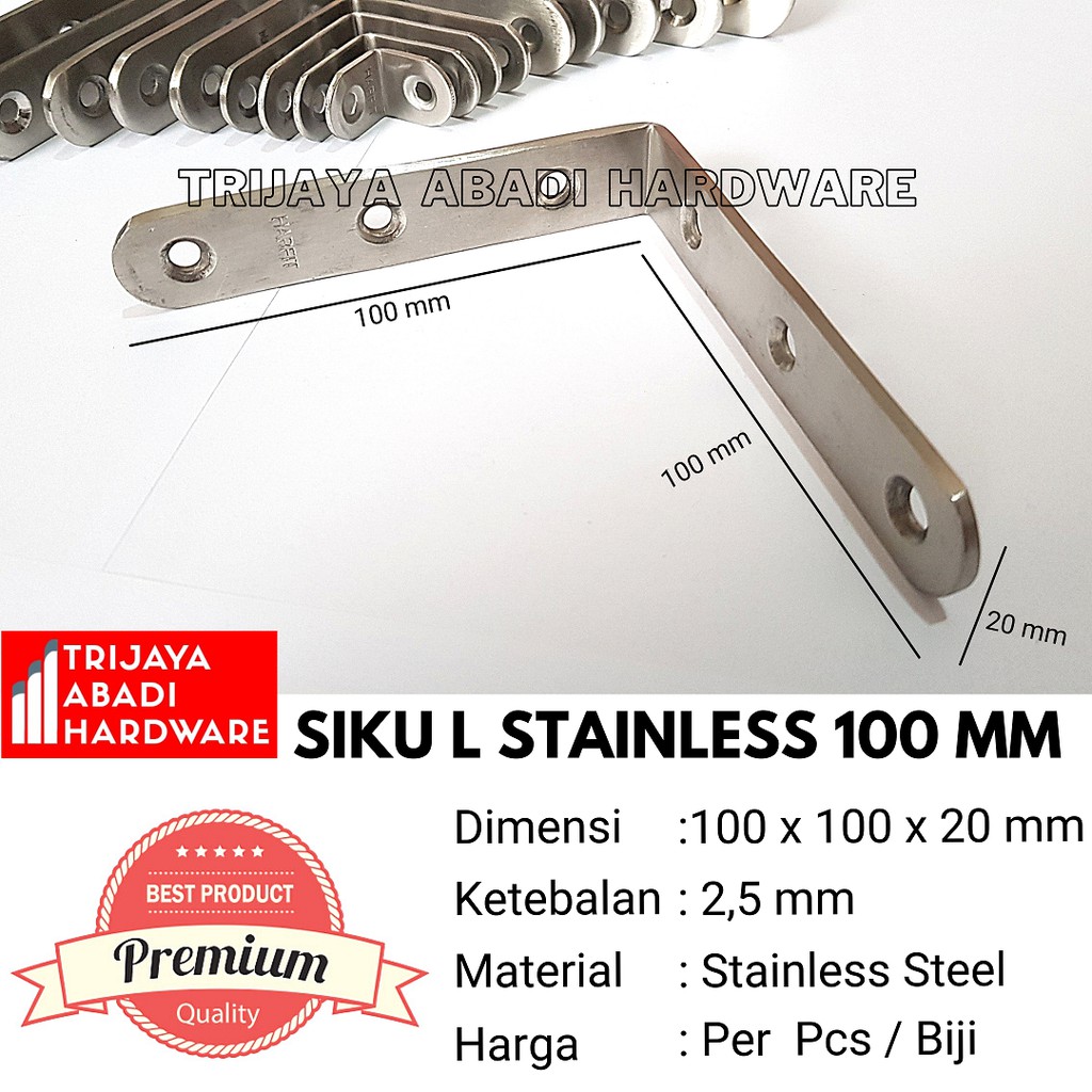 Jual Siku SS 100MM Stainless Steel - Braket Pengaku | Shopee Indonesia