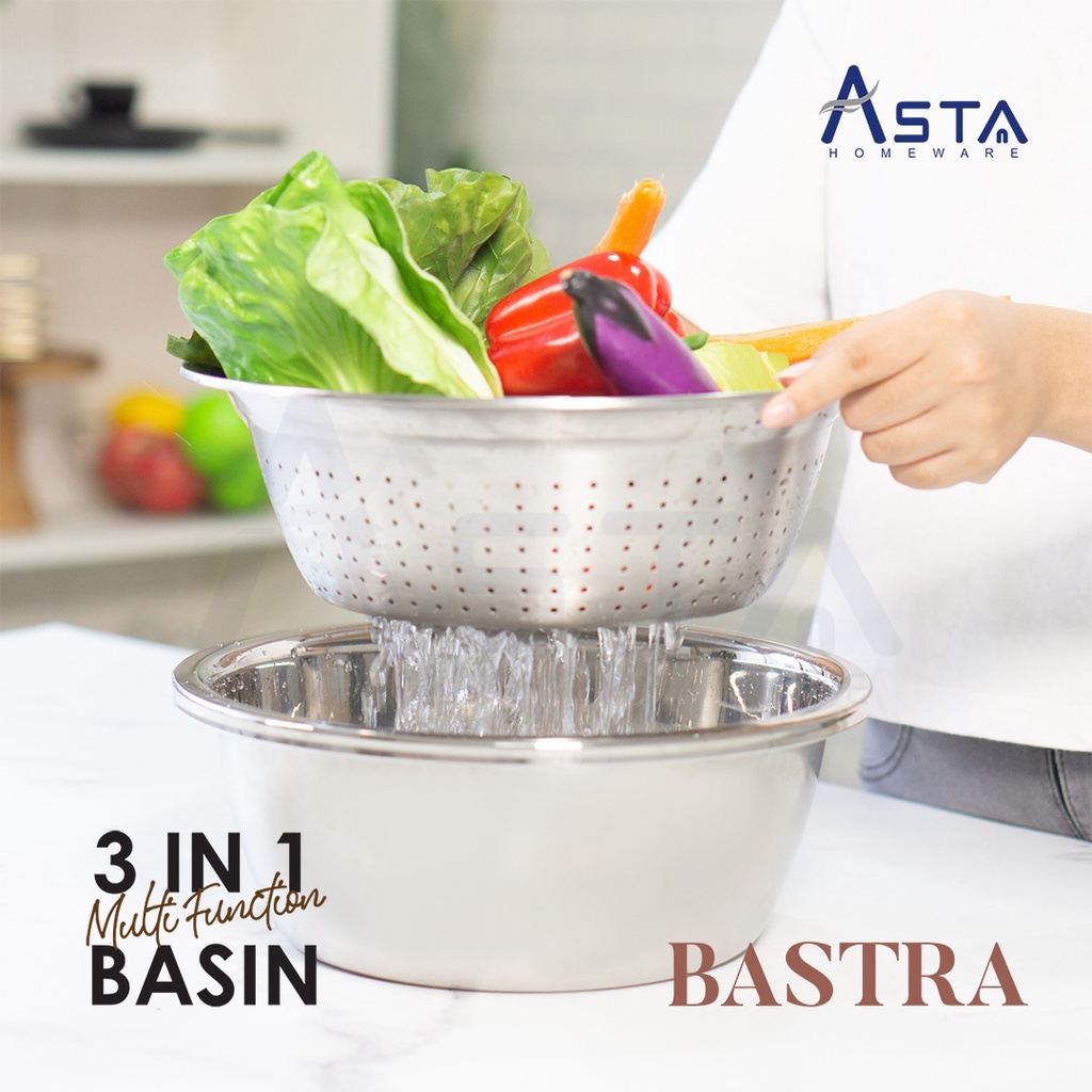 Jual Baskom Stainless Steel - Set Parutan Saringan 3 in 1 - Serbaguna ...