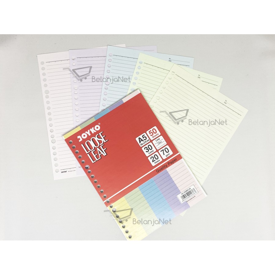 Jual Kertas File Warna | Binder Loose Leaf Color Joyko A5-103Mix 50 Lembar | Shopee Indonesia