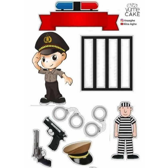 Jual Topper cake kue polisi police brimob free nama dan ucapan | Shopee ...