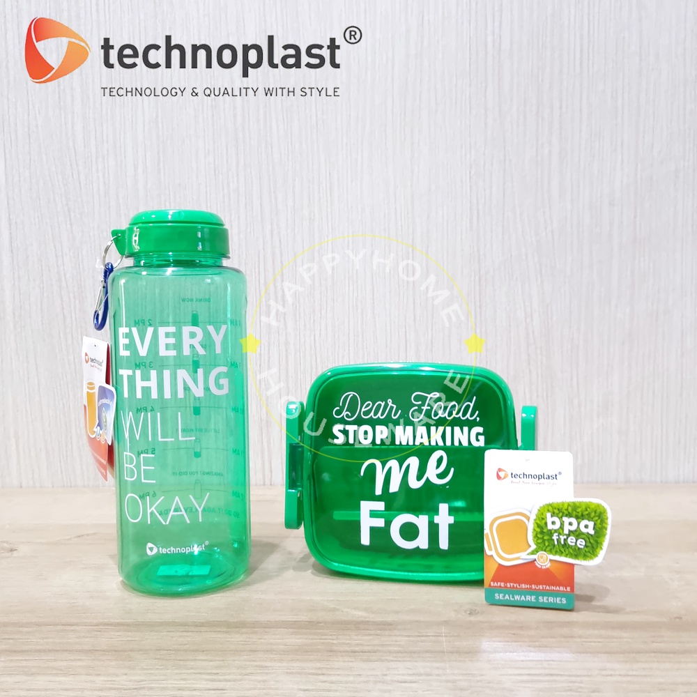 Jual TECHNOPLAST Paket Hemat Quotes Set/Kotak Bekal 790ml & Botol Kata ...