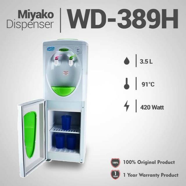 Jual Dispenser air galon MIYAKO hot cool - rak gelas - wd 389hc ...