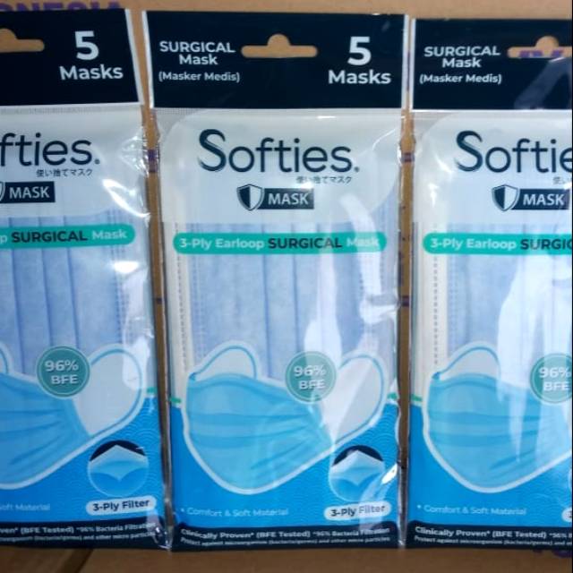Jual Softies Masker Medis 3 ply ( isi 5 pcs ) | Shopee Indonesia