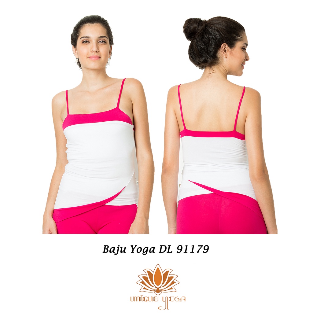 Jual Baju senam Yoga Putih Kombinasi Pink / Pakaian Senam Yoga ...