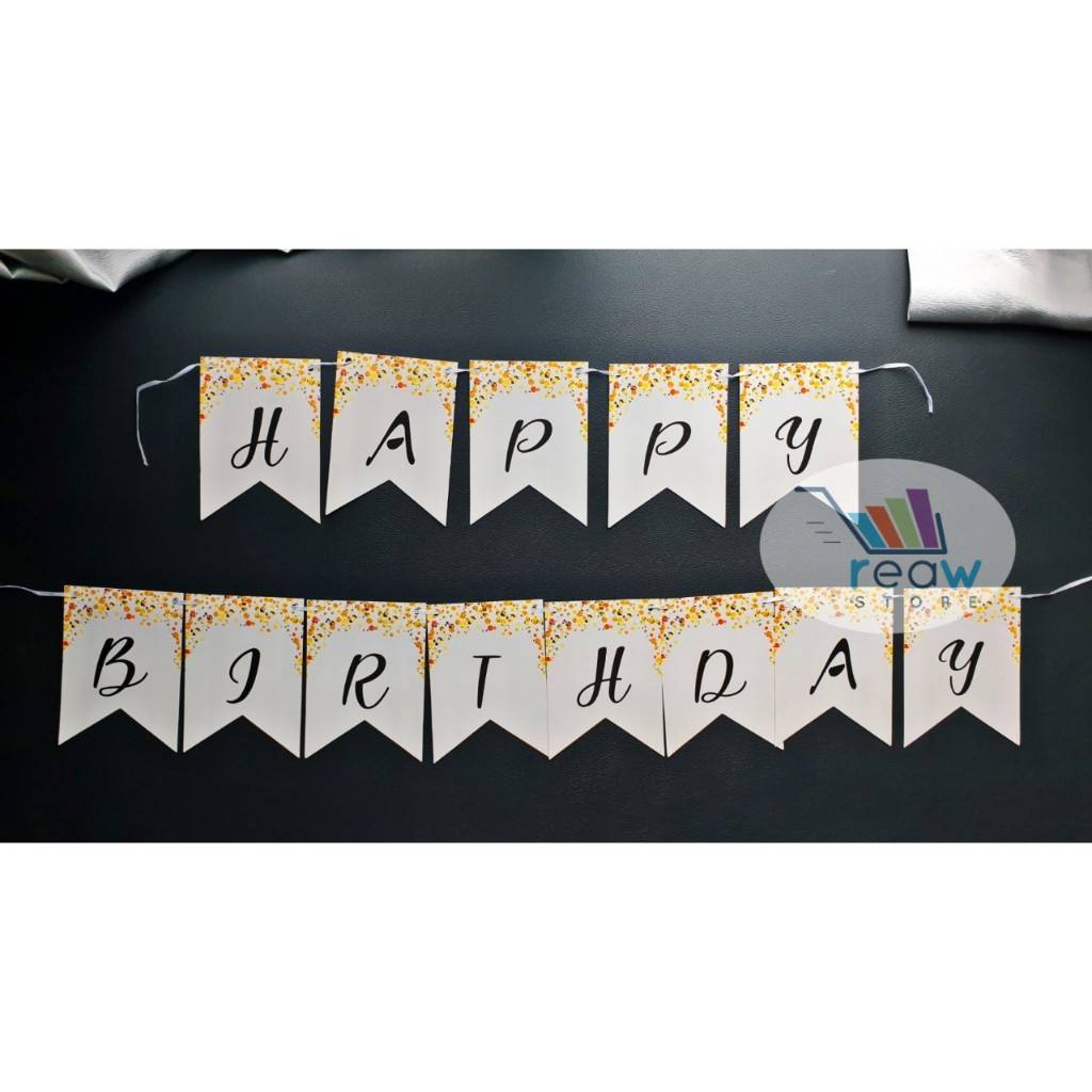 Jual Banner Happy Birthday / Banner Ulang Tahun Putih Bunga | Shopee ...