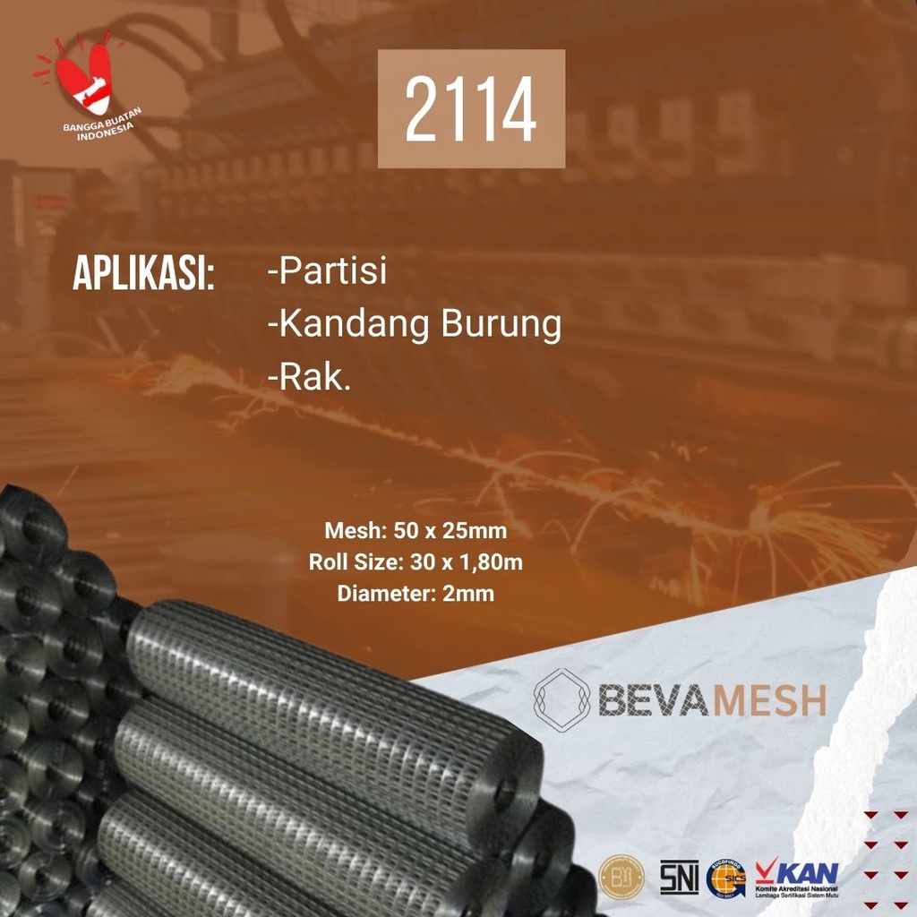 Jual BEVA Mesh 2114 uk. 50mm x 25mm diameter 2mm ( Wiremesh Galvanis ...