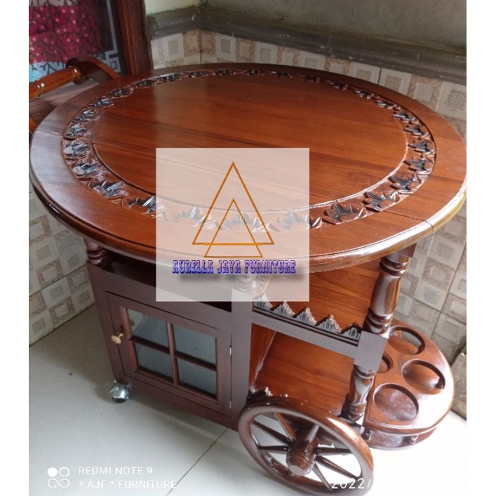 Jual meja troli kayu jati / meja teh troli bundar / kereta dorong kayu ... Jual meja troli kayu jati / meja teh troli bundar / kereta dorong kayu ...