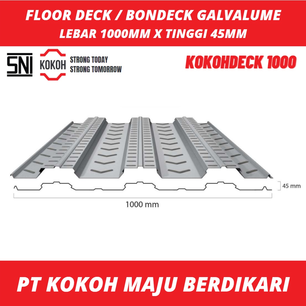 Jual ATAP COR Floor deck / Bondeck / Bondek Galvalume (lebar 1000mm ...