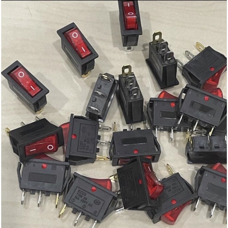 Jual KCD3 ( kaki-3 ) saklar on off pin 3 kaki petak switch segi tombol ...