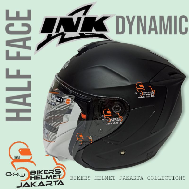 Jual INK HELM DYNAMIC BLACK DOFF HALF FACE | Shopee Indonesia