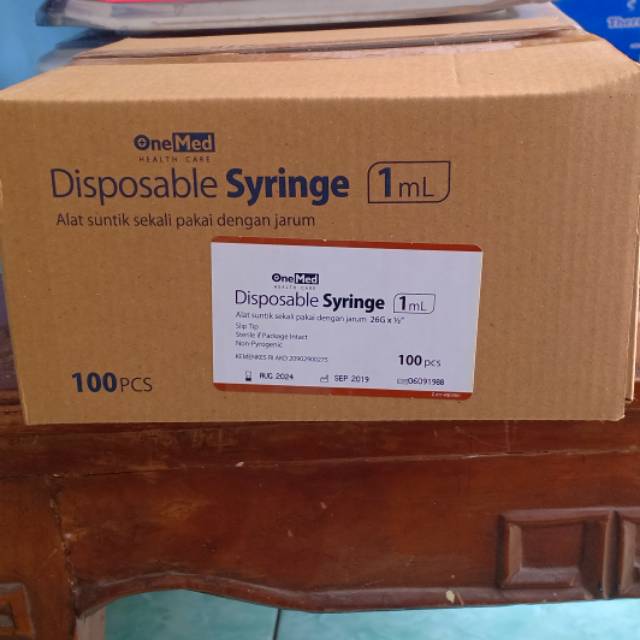Jual Spuit 1cc Onemed Syringe 1cc Onemed Jarum Onemed 1cc / Onemed 1ml ...