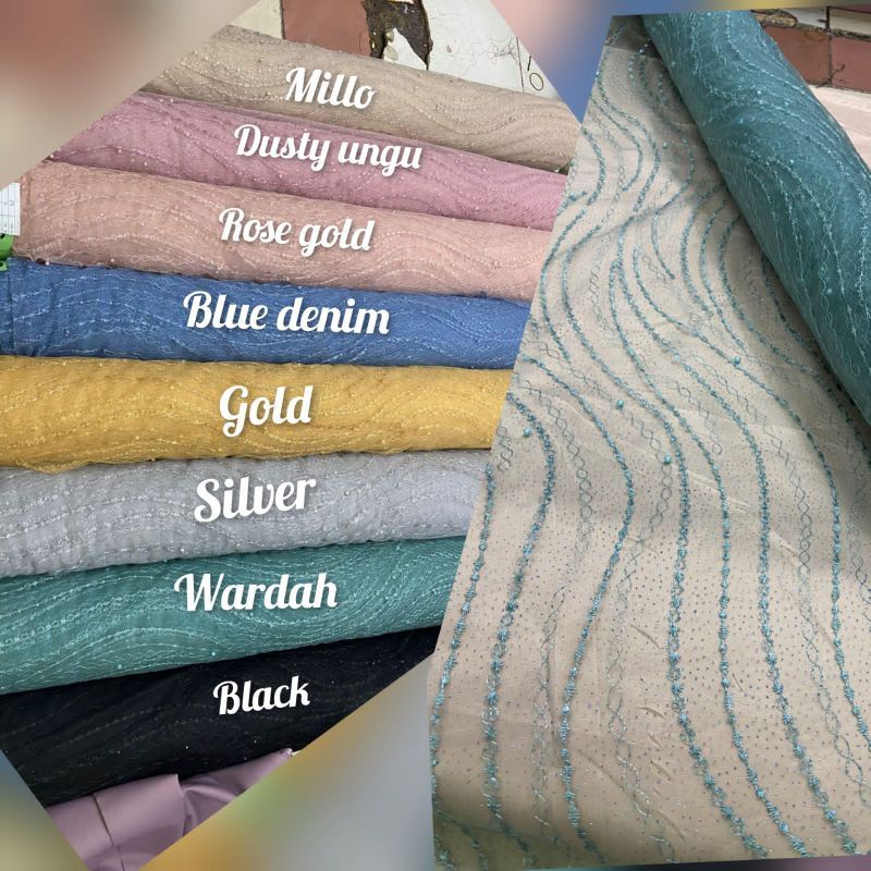 Jual kain tile kore,tile mutiara,kain brokat tile,Tulle bahan kebaya ...