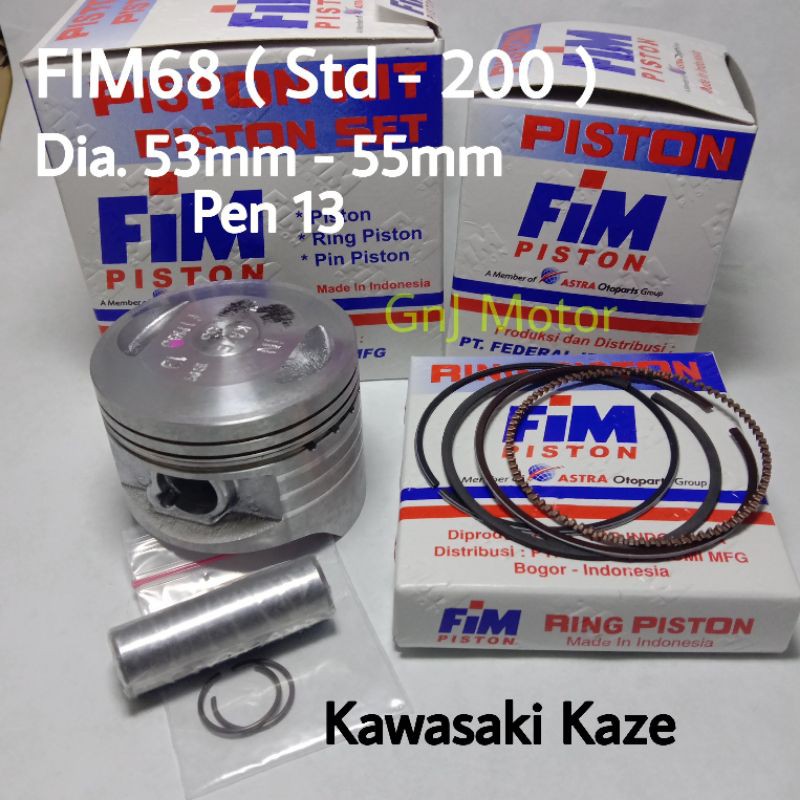Jual Seher piston set FIM kawasaki kaze pin 13 dm 53, 53.5, 54, 54.5 ...