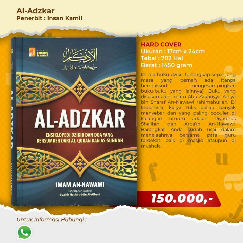 Jual AL - ADZKAR Ensiklopedi Zikir Dan Doa Yang Bersumber Dari Al Quran Dan As Sunnah Imam An ...