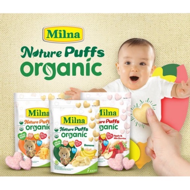 Jual MILNA Nature Puff Organic Pouch - 15gr milna biskuit Snack MPASI ...