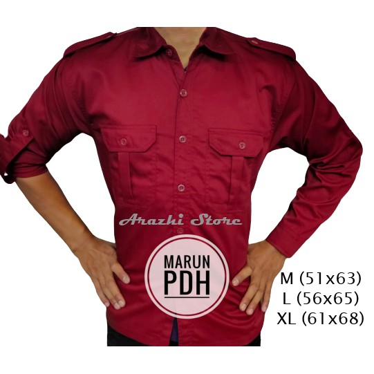 Jual Kemeja PDH Marun Lengan Panjang Pria Katun Drill Seragam PDL ...