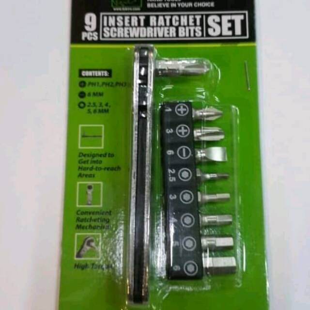 Jual kunci L set 9 pcs + obeng TEKIRO insert rachet screwdriver bits ...