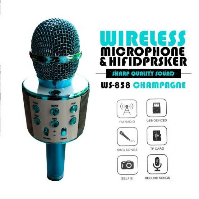 Jual SPEAKER MICROPHONE BLUETOOTH WS 858 KHUSUS WARNA BIRU | Shopee Indonesia