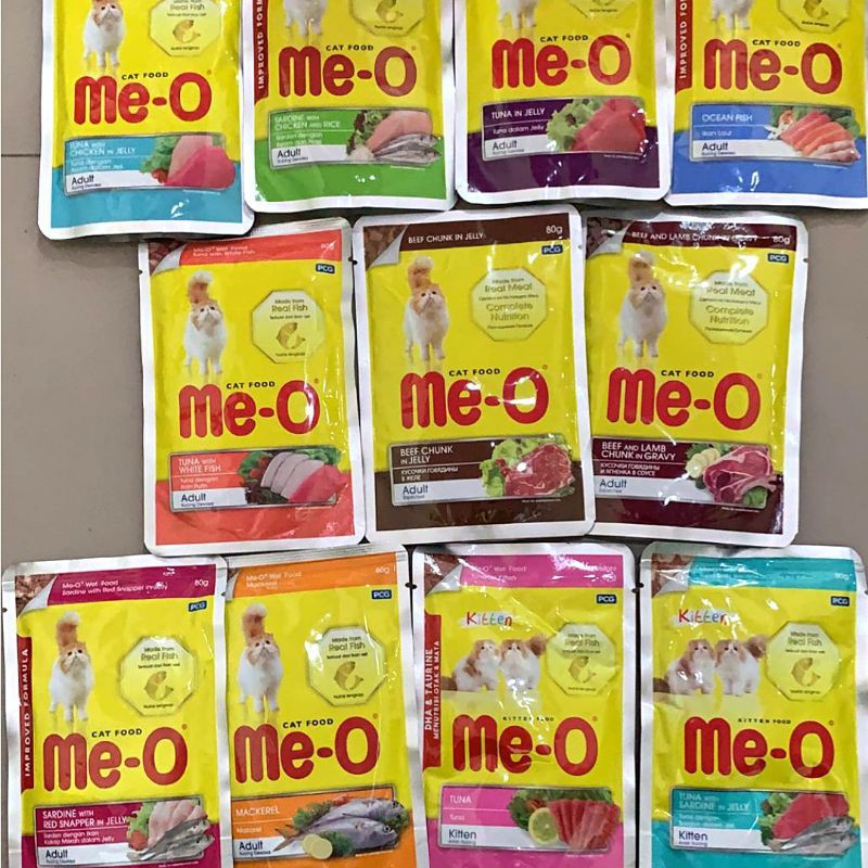 Jual Makanan Kucing MEO Me-O sachet Pouch 80gram 1 box isi 12 sachet ...